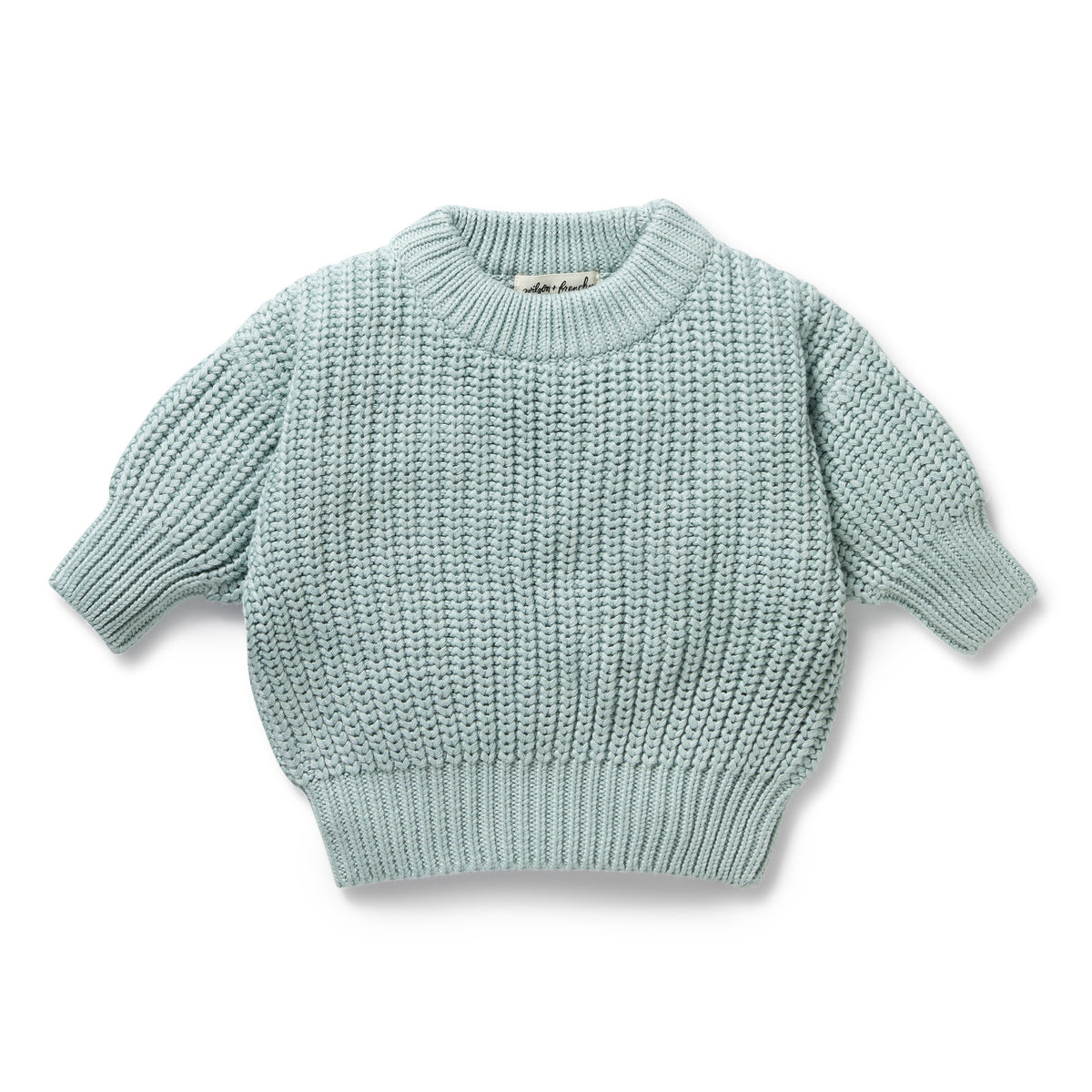 Organic Knitted Jumper - Duck egg – Pied Piper Schoolwear